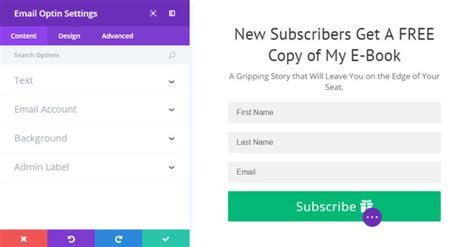 The Divi Email Optin Module Elegant Themes Documentation