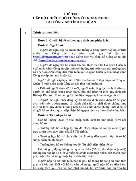 Thủ Tục Cấp Hộ Chiếu Phổ Thông Ở Trong Nước Tại Công An Tỉnh Nghệ An Pdf