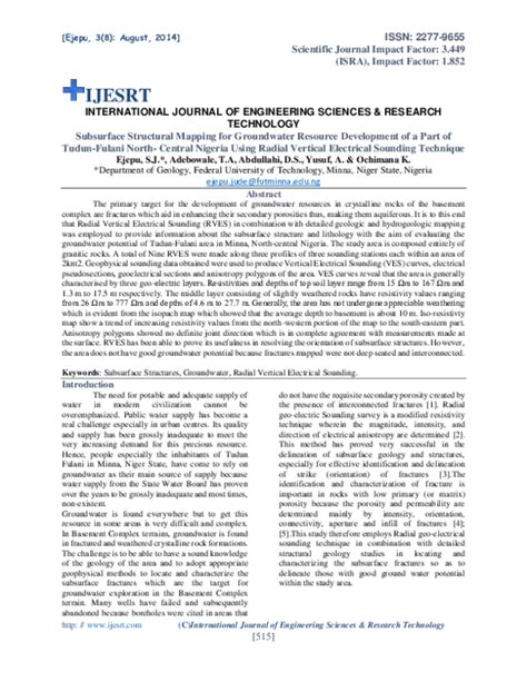 Pdf Subsurface Structural Mapping For Groundwater Resource Development Of A Part Of Tudun