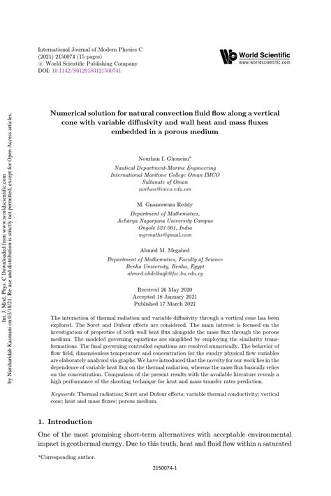 Pdf Numerical Solution For Natural Convection Fluid Flow Along A