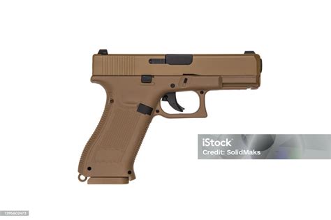 공기 총 공기 소프트 스포츠 및 엔터테인먼트를위한 현대 공압 무기 더미 진짜 권총의 사본 흰색 배경에서 격리합니다 검은색에 대한