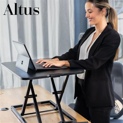 Altus Sit Stand Desk Riser Laptop Desk Standing Desk Converter Black