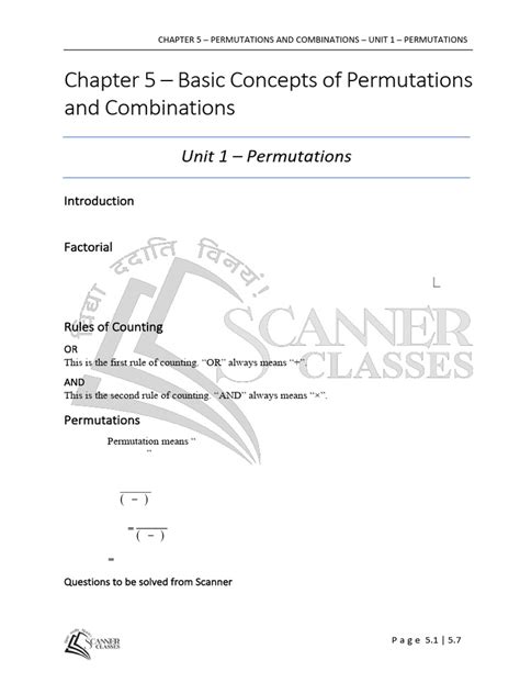 Chapter 5 Basic Concepts Of Permutations And Combinations Pdf
