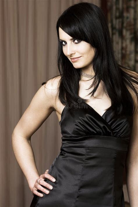 Woman In A Black Cocktail Dress Stock Image Image Of Choker Elegant