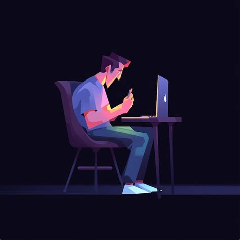 Premium Ai Image Flat Design A Man Sitting In A Chair With A Laptop