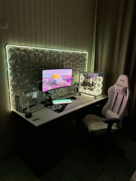 Игровое место белое игровая комната геймерское место в 2024 г | Комнаты ...