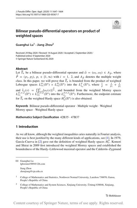 Bilinear Pseudo Differential Operators On Product Of Weighted Spaces Request Pdf