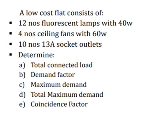 Solved Find The Total Connected Load Demand Factor Chegg Com