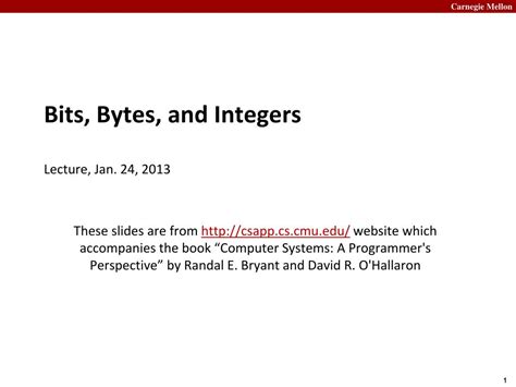 Ppt Bits Bytes And Integers Lecture Jan 24 2013 Powerpoint