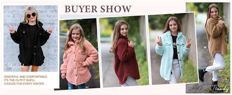 Haloumoning Girls Fuzzy Fleece Jacket Casual Button Down