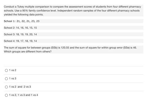 Solved Conduct A Tukey Multiple Comparison To Compare The
