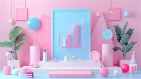 Flip Chart Icon 3d Blender Pastel Color Abstract Background With Light Colour Palette Premium