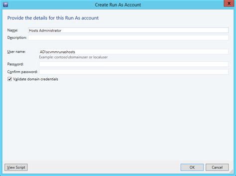 Building Microsoft System Center Cloud Scvmm 2012 R2 Create Run As