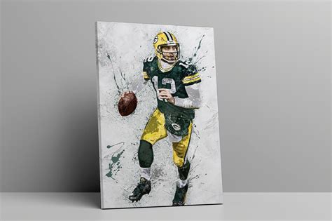 Aaron Rodgers Poster Green Bay Packers Football Framed Canvas Print Nfl