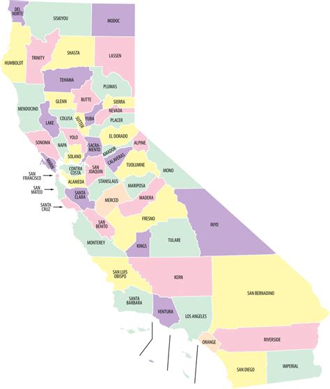 California County Map Guide Of The World
