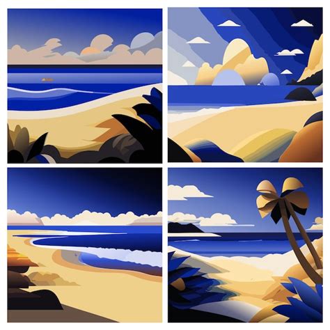Premium Vector Beach Sunset Vector