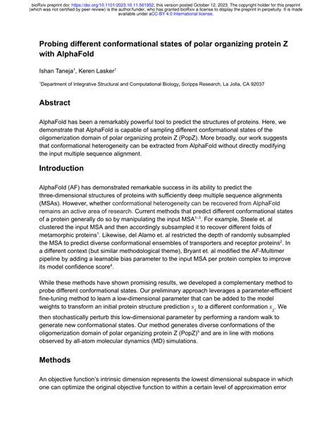 Pdf Probing Different Conformational States Of Polar Organizing Protein Z With Alphafold