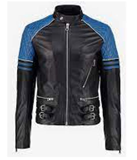 Mens Quilted Designer Motorcycle Black And Blue Jacket Jacket Makers