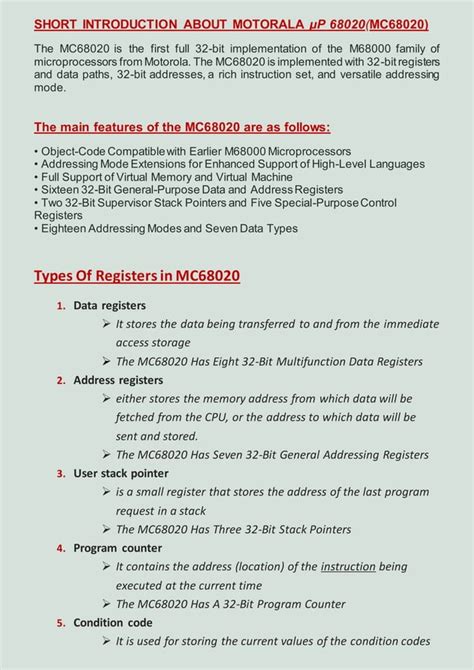 Microprocessor Motorola 68020 Pdf