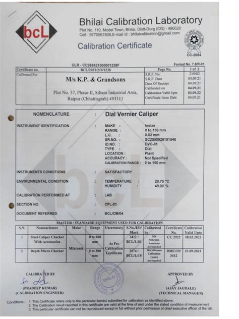 Calibration Certificate Dial Vernier Pdf