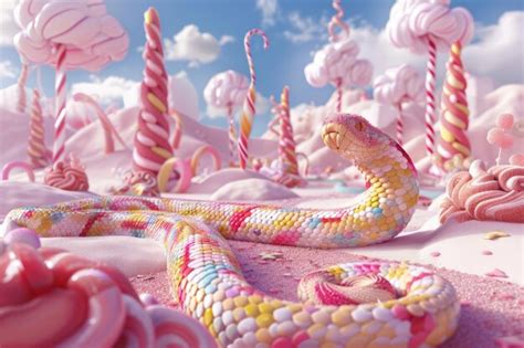Fantasy Serpent Slithering Amidst An Assortment Of Colorful Candies In