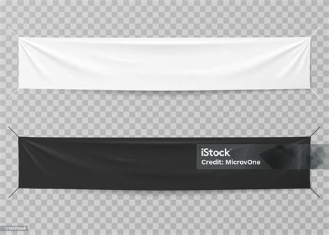 섬유 배너 흑백 빈 수평 광고 천 접힌 빈 면 뻗어 캔버스 벡터 모형 간판에 대한 스톡 벡터 아트 및 기타 이미지 간판 공란 광고 Istock