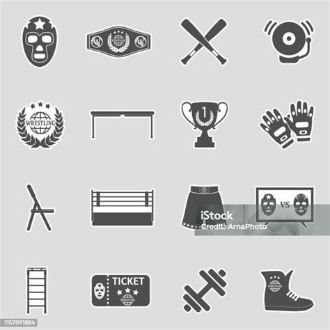 레슬링 아이콘입니다 스티커 디자인 벡터 일러스트레이션 레슬링 격투기에 대한 스톡 벡터 아트 및 기타 이미지 레슬링 격투기