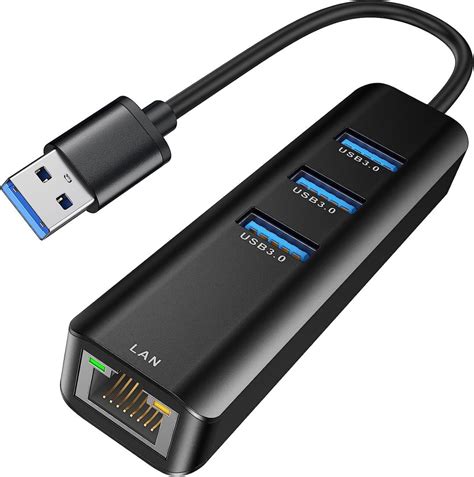 Usb To Ethernet Adapter Ablewe 3 Ports Usb 3 0 Hub With Rj45 1gbps Gigabit Ethernet Adapter