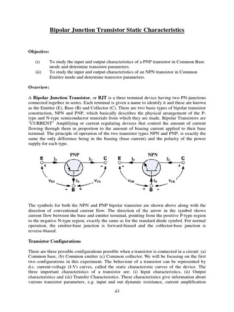 6 Transistor Characteristics Pdf Bipolar Junction Transistor P N Junction