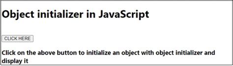 Object Initializer In Javascript