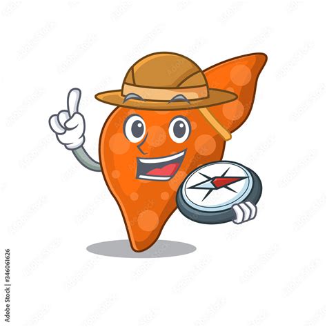 Mascot Design Concept Of Human Hepatic Liver Explorer With A Compass Stock Vector Adobe Stock