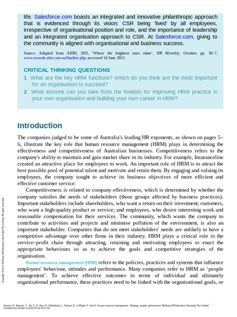 Human Resource Management Strategy People Perfor Part 1 Managing The Human Resource