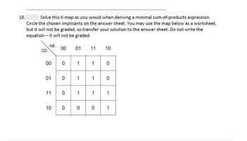 Answered Solve This K Map As You Would When Deriving A Minimal Sum Of Products Expression