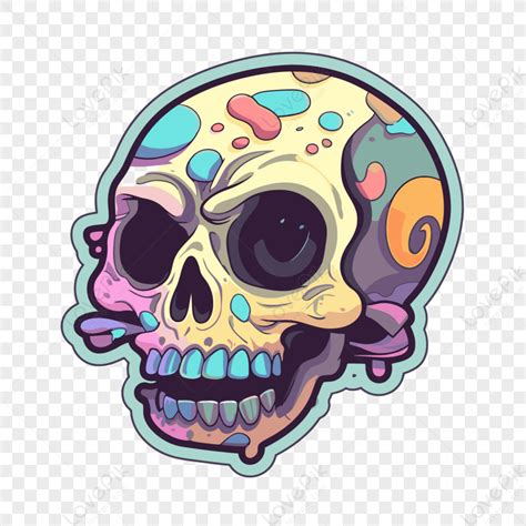 화려한 페인트 클립 아트와 화려한 해골 스티커 벡터상표