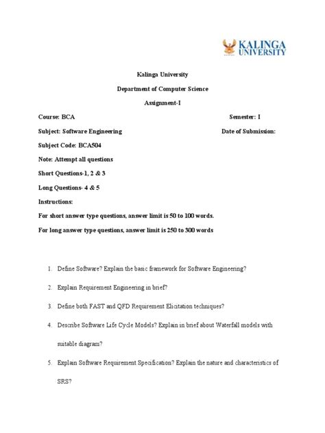 Bca 504 Software Engineering Assignment Unit 1 Pdf