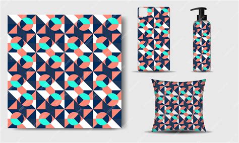 Premium Vector Geometric Seamless Pattern With Colorful Shapes And Mockup