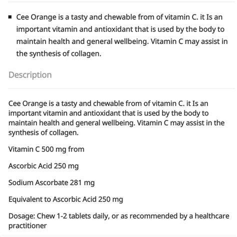 Cee Vitamin Vit C 500mg Australia 50 Tabs Medstore