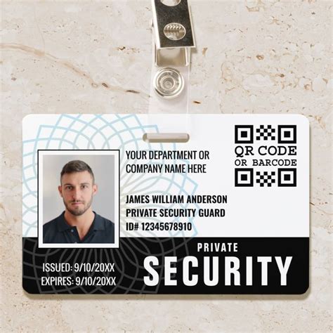 Custom Private Security Guard Id Photo Black Badge Zazzle Security