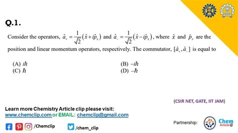 Quantum Chemistry Commutator Oparator Q A For CSIR NET GATE ChemClip Research And