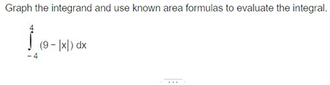 Solved Graph The Integrand And Use Known Area Formulas To Chegg Com