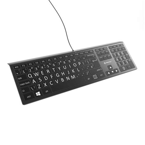 Black And White Backlit Large Print Keyboard For Low Vision
