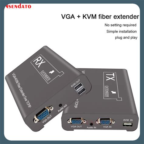 VGA KVM Fiber Optical Switch Extender 20KM Over TCP IP LC SC Fiber USB 2 0 KVM Sharing Keyboard