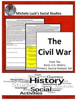 Civil War American Document Primary Source Analysis Activity Tpt