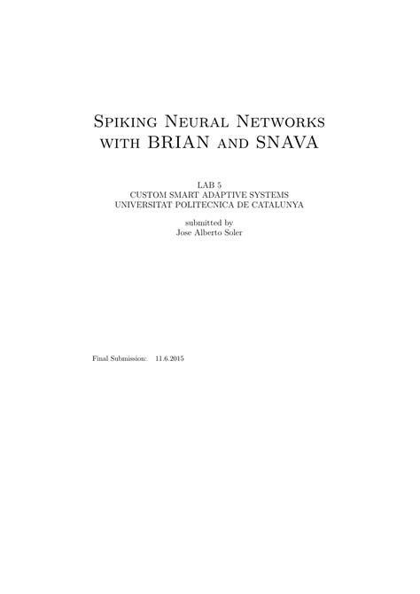 Pdf Introduction To Simulating Spiking Neural Networks Using Brian
