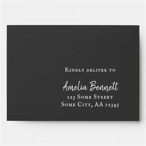 Modern White Script A7 Return Address Wedding Envelope Zazzle