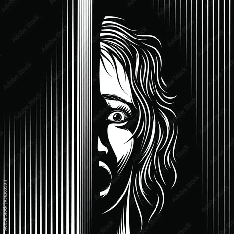 Scared Woman Looks From The Dark Eyes Mouth Are Open With Fear Domestic Violence Against