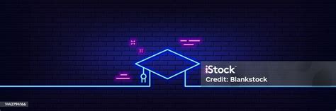 졸업 모자 라인 아이콘입니다 교육 기호입니다 네온 라이트 광선 효과 벡터 졸업식에 대한 스톡 벡터 아트 및 기타 이미지 졸업식 학습 자습서 Istock