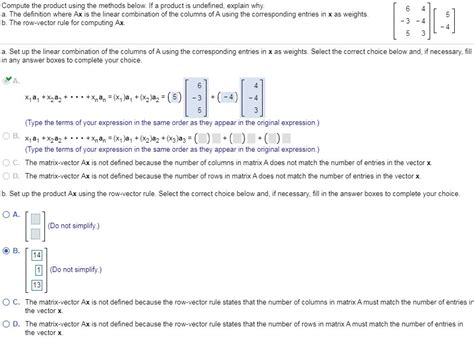 Solved Compute The Product Using The Methods Below If A Chegg Com