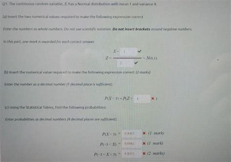solved 01 the continuous random variable xhas a normal