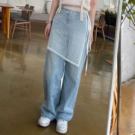 뉴온 [레이어드 유니크] 레이스 랩 스커트 2color